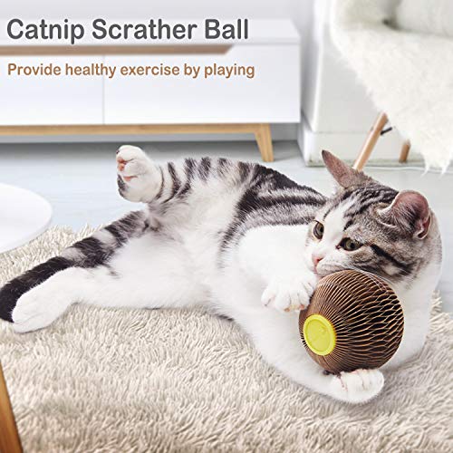 AREIIA Catnip Ball Toy for Cats Catnip Refillable Scratcher Ball Kitty's Faithful Playmate Reduce Obesity and Loneliness CSB01BR