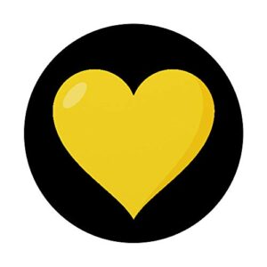 Yellow Heart On Black Gift PopSockets Grip and Stand for Phones and Tablets