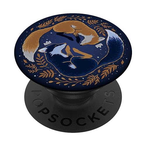 Yin and yang foxes art PopSockets PopGrip: Swappable Grip for Phones & Tablets PopSockets Standard PopGrip