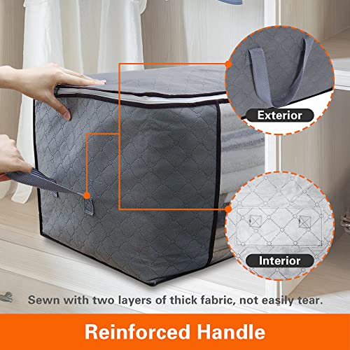 Vieshful 5 Pack Clothes Storage Bags 90L Large Capacity Clothing Organizers with Reinforced Handles Thick Breathable Fabric Foldable Underbed Containers for Bedding Comforter Blanket