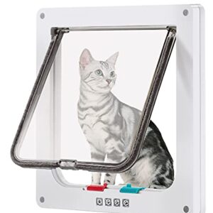 CEESC Large Cat Door (Outer Size 11" x 9.8"), 4 Way Locking Cat Door for Windows & Sliding Glass Door, Weatherproof Cat Flap Door for Cats & Doggie with Circumference < 24.8"