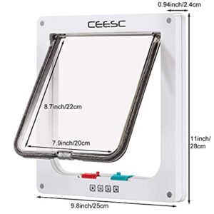 CEESC Large Cat Door (Outer Size 11" x 9.8"), 4 Way Locking Cat Door for Windows & Sliding Glass Door, Weatherproof Cat Flap Door for Cats & Doggie with Circumference < 24.8"