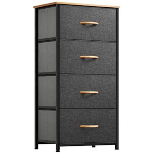 yitahome dresser with 4 drawers - fabric storage tower, organizer unit for bedroom, living room, hallway, closets & nursery - sturdy steel frame, wooden top & easy pull fabric bins