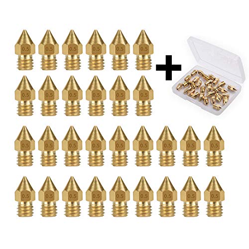 chenshaopeng 30PCS 0.5mm 3D Printer Extruder Nozzles for Anet A8 Makerbot MK8 Creality CR-10 S4 S5 Ender 3 3Pro 5