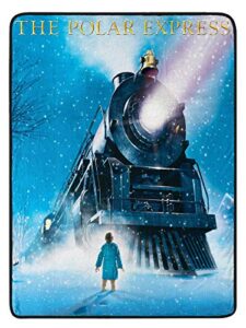 the polar express christmas train engine wonder fleece super plush throw blanket 46" x 60" (117cm x 152cm)