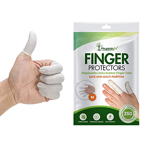 MountainAir – 250 Pcs Finger Cots - Disposable Finger Protectors - Rubber Finger Covers for Finger Tips - Electronic Repairs and More – Fingertips Protective Gloves Disposable Guards - Medium