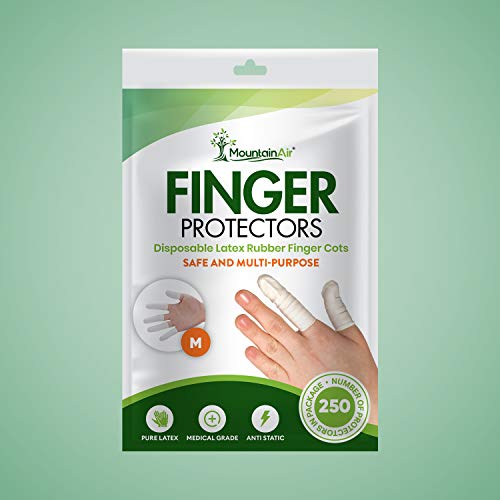 MountainAir – 250 Pcs Finger Cots - Disposable Finger Protectors - Rubber Finger Covers for Finger Tips - Electronic Repairs and More – Fingertips Protective Gloves Disposable Guards - Medium