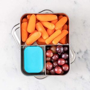 WeeSprout 18/8 Stainless Steel Bento Box (Compact Lunch Box) - 3 Compartment Metal Lunch Containers, for Kids & Adults, Bonus Dip Container, Fits in Lunch Bag & Backpack