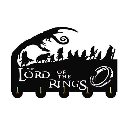 The Lord of The Rings Key Hooks-Unque Movie Band Decor Wall Hooks Heavy Duty 20LB(Max),Wall Décor,Wood Coat Hooks,Black Key Holder,Key Hanger for Wall、Entryway and Kitchen