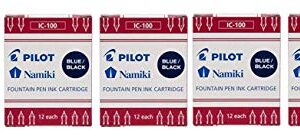 Pilot Namiki IC100 Fountain Pen Ink Cartridge, Blue/Black, 12 Cartridges per Pack, 5 Pack