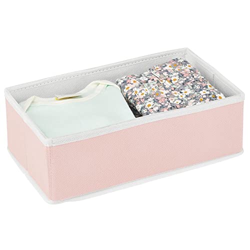 mDesign Soft Fabric Dresser Drawer and Closet Storage Organizer Bin for Bedroom - Holds Lingerie, Bras, Socks, Leggings, Clothes, Purses, Scarves, Jane Collection - 6 Pack - Pink/White