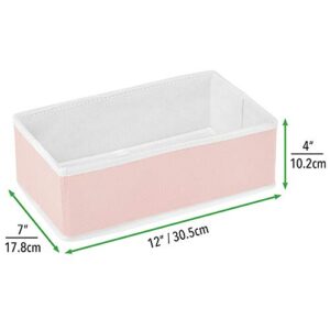 mDesign Soft Fabric Dresser Drawer and Closet Storage Organizer Bin for Bedroom - Holds Lingerie, Bras, Socks, Leggings, Clothes, Purses, Scarves, Jane Collection - 6 Pack - Pink/White