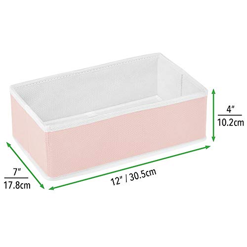 mDesign Soft Fabric Dresser Drawer and Closet Storage Organizer Bin for Bedroom - Holds Lingerie, Bras, Socks, Leggings, Clothes, Purses, Scarves, Jane Collection - 6 Pack - Pink/White