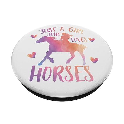 Just a Girl Who Loves Horses Watercolor Horse Western Rider PopSockets PopGrip: Swappable Grip for Phones & Tablets PopSockets Standard PopGrip