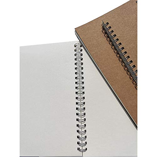 KeLiTi Blank Spiral Notebook with Soft Cover,Blank Journal,Blank Sketch Book Pad, Wirebound Notebook Planner Memo Notepads Diary with Unlined Paper,100 Pages/ 50 Sheets, 7.5 inch x 5.1 inch (Brown)