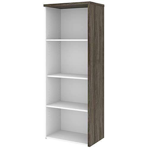 Bestar Gemma 4 Shelf Bookcase in Walnut Gray and White