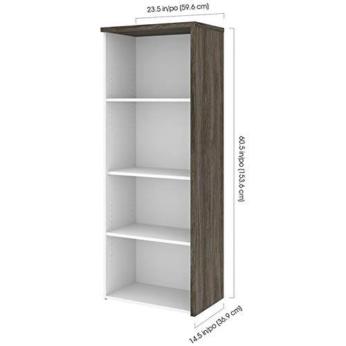 Bestar Gemma 4 Shelf Bookcase in Walnut Gray and White