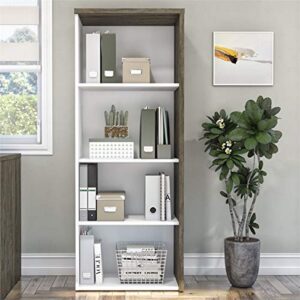 Bestar Gemma 4 Shelf Bookcase in Walnut Gray and White