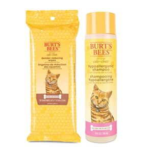 burt's bees for cats hypoallergenic shampoo and dander reducing grooming wipes - cat shampoo and wipes for cat dander, cat grooming supplies, cat shampoo, cat wipes, pet wipes cats