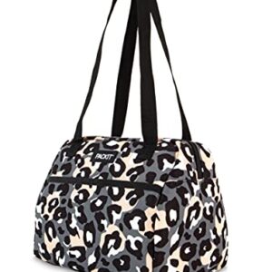 PackIt Freezable Hampton Lunch Bag, Wild Leopard Gray, Built with EcoFreeze Technology, Collapsible, Reusable, Zip Closure with Front Pocket and Shoulder Straps, Perfect for Tweens and Adults