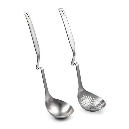 IMEEA Hot Pot Ladle Set Slotted Spoons for Cooking SUS304 Stainless Steel Soup Ladles for Serving, 12-Inch