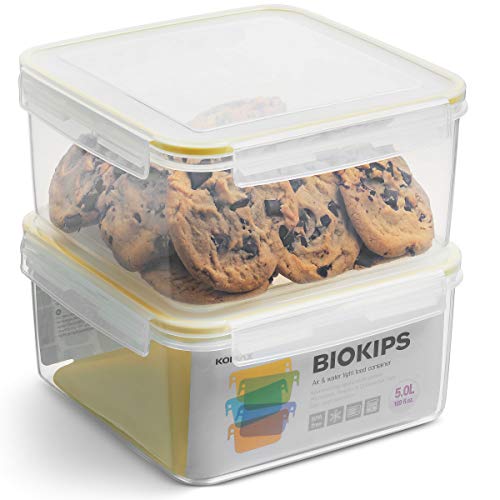 Komax Biokips Large Food Storage Container (169 oz.) Airtight Cookie Container Suitable for Cookies, Chips, Flour, Bulk or Dry Food | Space Saving Shape, Stackable, BPA Free