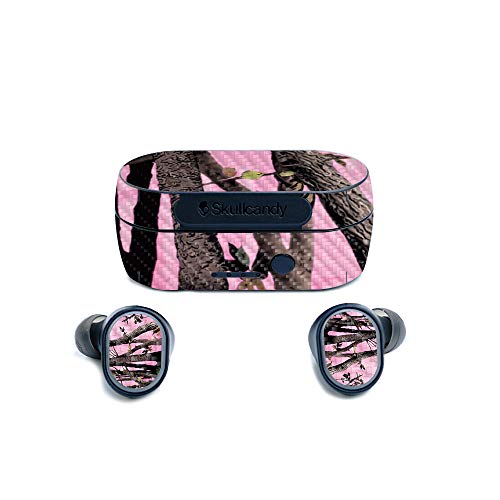 MightySkins Carbon Fiber Skin for SkullCandy Sesh True Wireless Earbuds - Pink Tree Camo | Protective, Durable Textured Carbon Fiber Finish | Easy to Apply, Remove, and Change Styles | Made in The USA