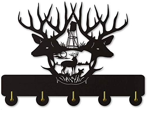 KingLive Deer Antler Wall Coat Rack Household Decor Wildllife Animal Modern Wooden Wall Hook Deer Hunting Wall Hanger Hunter Gift