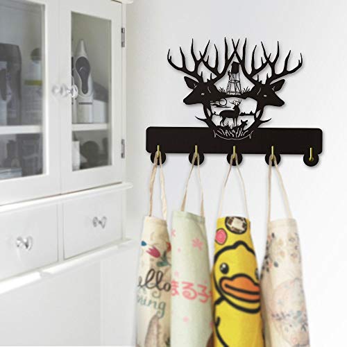 KingLive Deer Antler Wall Coat Rack Household Decor Wildllife Animal Modern Wooden Wall Hook Deer Hunting Wall Hanger Hunter Gift