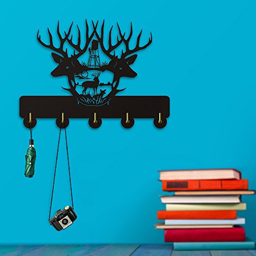 KingLive Deer Antler Wall Coat Rack Household Decor Wildllife Animal Modern Wooden Wall Hook Deer Hunting Wall Hanger Hunter Gift