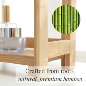 GOBAM Bamboo Bathroom Caddy Organizer with Drawer, Medium - Shower Storage for Shampoo, Conditioner, Soap - Waterproof Shower Caddy Stand for Bathroom, Bedroom, or Office - Natural