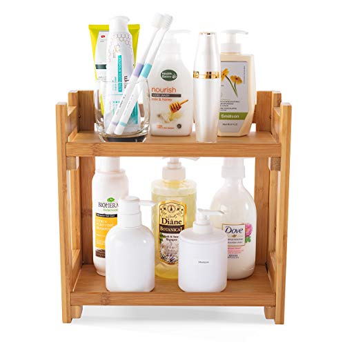 GOBAM Bamboo Bathroom Caddy Organizer with Drawer, Medium - Shower Storage for Shampoo, Conditioner, Soap - Waterproof Shower Caddy Stand for Bathroom, Bedroom, or Office - Natural