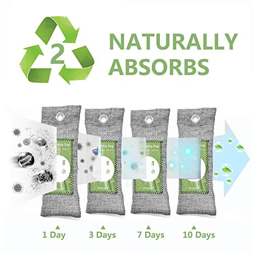 12 Pack Bamboo Charcoal Air Purifying Bag, Activated Charcoal Bags Odor Absorber, Moisture Absorber, Natural Car Air Freshener, Shoe Deodorizer, Odor Eliminators For Home, Pet, Closet (6x50g, 6x150g)