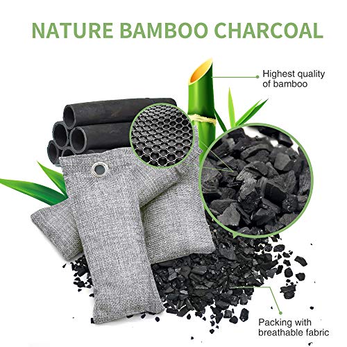 12 Pack Bamboo Charcoal Air Purifying Bag, Activated Charcoal Bags Odor Absorber, Moisture Absorber, Natural Car Air Freshener, Shoe Deodorizer, Odor Eliminators For Home, Pet, Closet (6x50g, 6x150g)