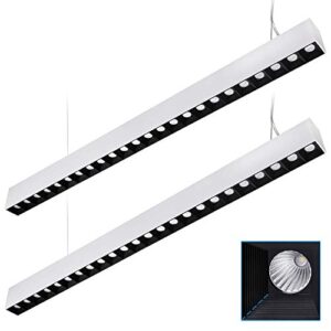 leonlite 4ft led linear light linkable, anti glare office lighting, 5460lm 0-10v dimmable architectural suspended lighting fixture, 100-277v ul listed, 42w 4000k cool white, white, pack of 2