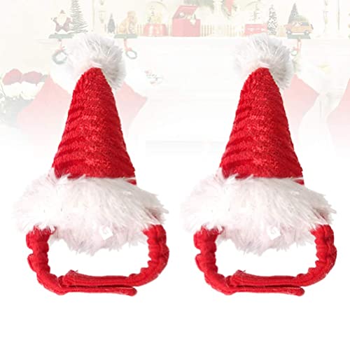 POPETPOP Guinea Pig Costume - Kitten Christmas Hat Pet Christmas Hat Santa Claus Cap Head Accessories for Rabbit Hamster Bunny Rat Kitten Small Animals 2pcs