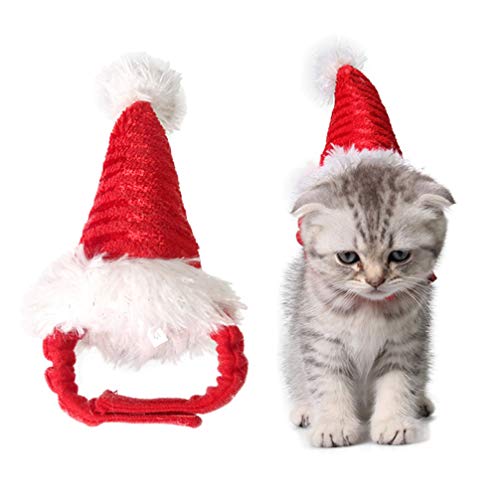 POPETPOP Guinea Pig Costume - Kitten Christmas Hat Pet Christmas Hat Santa Claus Cap Head Accessories for Rabbit Hamster Bunny Rat Kitten Small Animals 2pcs