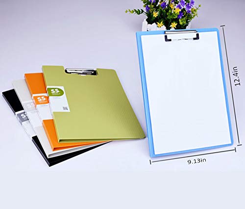 4 sets of foldable clipboards, binders, sturdy PC hard plastic materials, 12.4 inches * 9.1 inches * 0.5 inches, easy to carry, widely used in office, school, business travel.