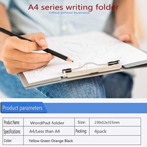 4 sets of foldable clipboards, binders, sturdy PC hard plastic materials, 12.4 inches * 9.1 inches * 0.5 inches, easy to carry, widely used in office, school, business travel.