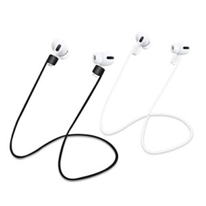 (2 pack) seltureone compatible for airpods 1/2/3 gen pro anti-lost straps (black,white)