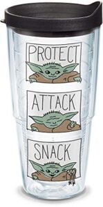 tervis star wars - the mandalorian protect attack snack made in usa double walled insulated tumbler travel cup keeps drinks cold & hot, 24oz, classic