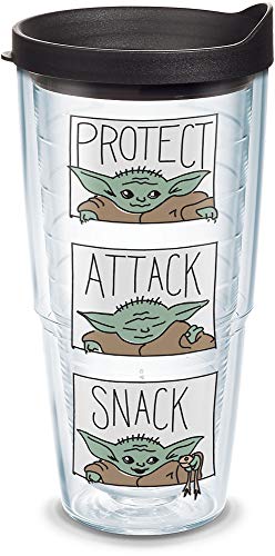 Tervis Star Wars - The Mandalorian Protect Attack Snack Made in USA Double Walled Insulated Tumbler Travel Cup Keeps Drinks Cold & Hot, 24oz, Classic