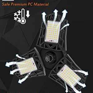 GHUSTAR 2-Pack LED Garage Light 60W Garage Lighting - 6000LM 6500K LED Deformable Garage Ceiling Lights, LED Shop Light with Adjustable Multi-Position Panels, LED Glow Light for Garage, Workshop