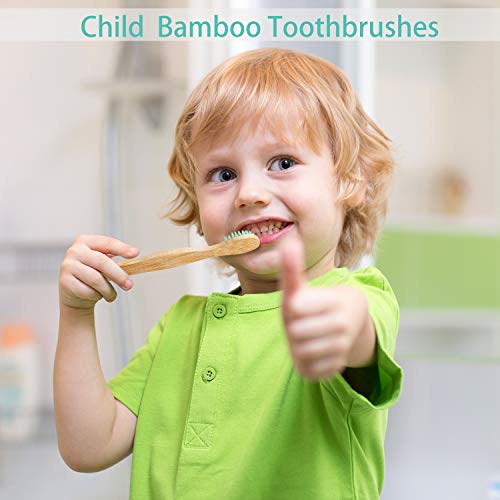 16 Pcs Kids Bamboo Toothbrush Soft Bristle Natural Toothbrush Wooden Toothbrushes Kids Toothbrush with Colorful Bristles and Ergonomic Animal Designs Handles for Kids