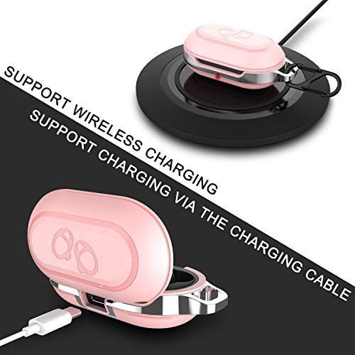 HALLEAST Galaxy Buds Case Cover, TPU Hard Protective Earbuds Case for 2019 Samsung Galaxy Buds & 2020 Galaxy Buds + Plus for Girl (Support Wireless Charging), Cute Pink