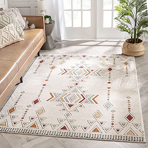 Well Woven Halley Beige Multicolor Tribal Diamond Pattern (5'3" x 7'3") Area Rug