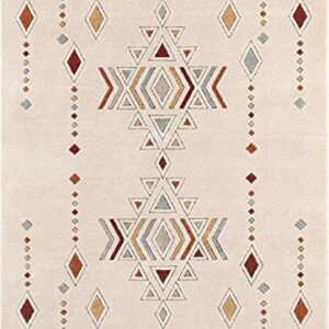 Well Woven Halley Beige Multicolor Tribal Diamond Pattern (5'3" x 7'3") Area Rug