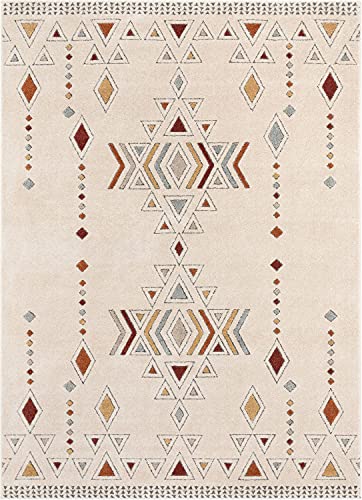 Well Woven Halley Beige Multicolor Tribal Diamond Pattern (5'3" x 7'3") Area Rug