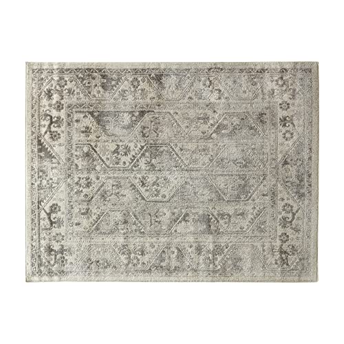 Madison Park Dakota Vienna Woven Turkish Area Rugs for Living Room, Indoor Dining Accent Modern Home Décor, Ultra Soft Floor Carpets for Dining Room, 5'3"W x 7'L, Distressed Tiled Beige