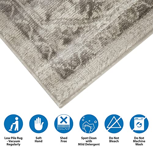 Madison Park Dakota Vienna Woven Turkish Area Rugs for Living Room, Indoor Dining Accent Modern Home Décor, Ultra Soft Floor Carpets for Dining Room, 5'3"W x 7'L, Distressed Tiled Beige